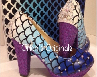 Octopus Crystal Mermaid Heels/ Crystal Heels/ Custom Heels - Etsy