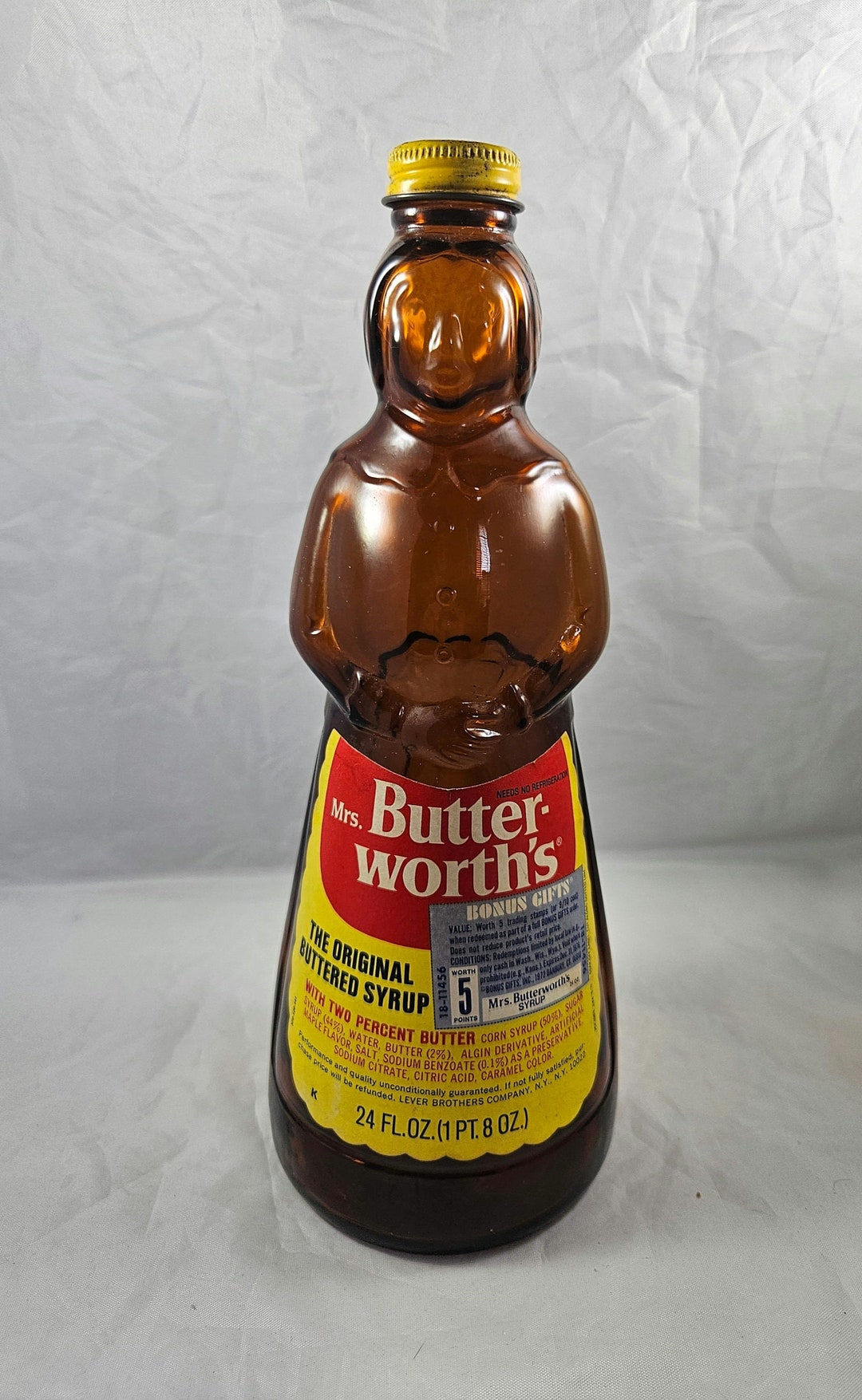 Mrs. Butterworth's 1973 Syrup Glass Bottle With Orignal Label and Metal ...