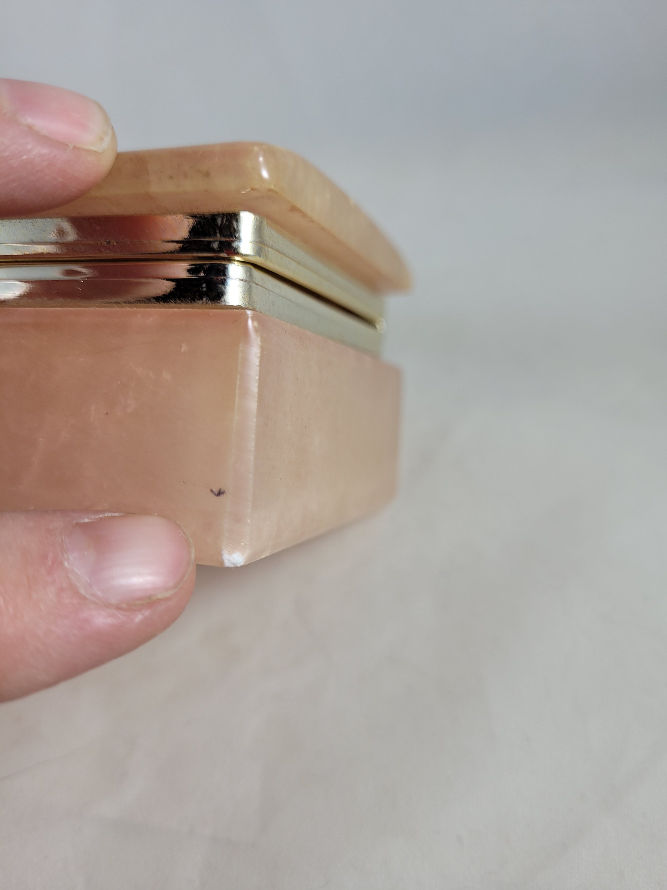 Vintage Pink Alabaster Hinged Rectangle Jewelery Box Floral - Etsy