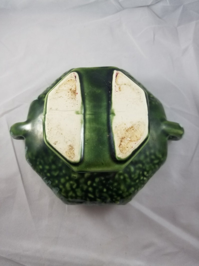 Vintage Green Drip Pottery Footed Low Bowl Planter - Etsy