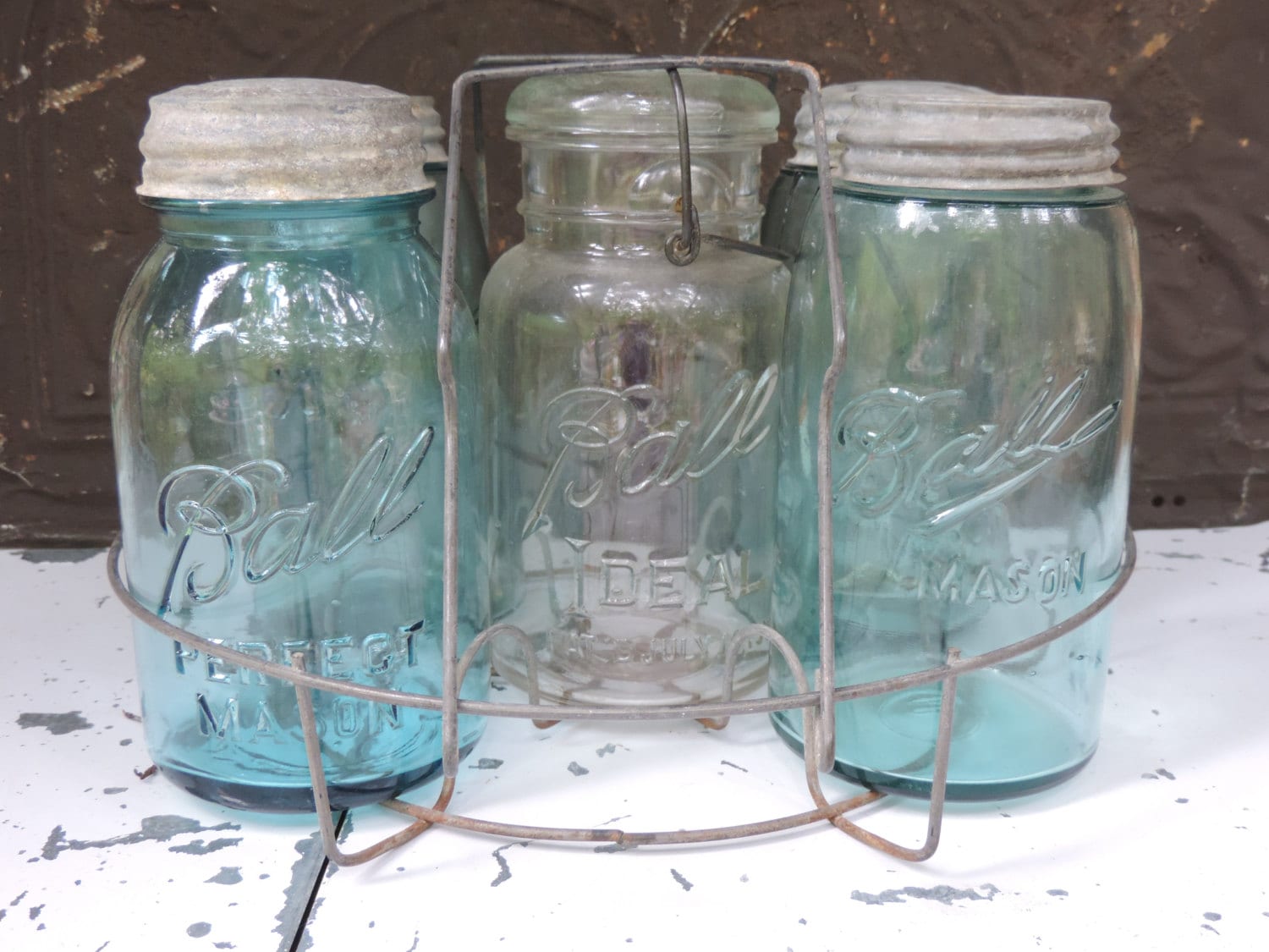 Vintage Ball Wire Canning Jar Rack Metal Mason Jar Basket Wire Holder ...