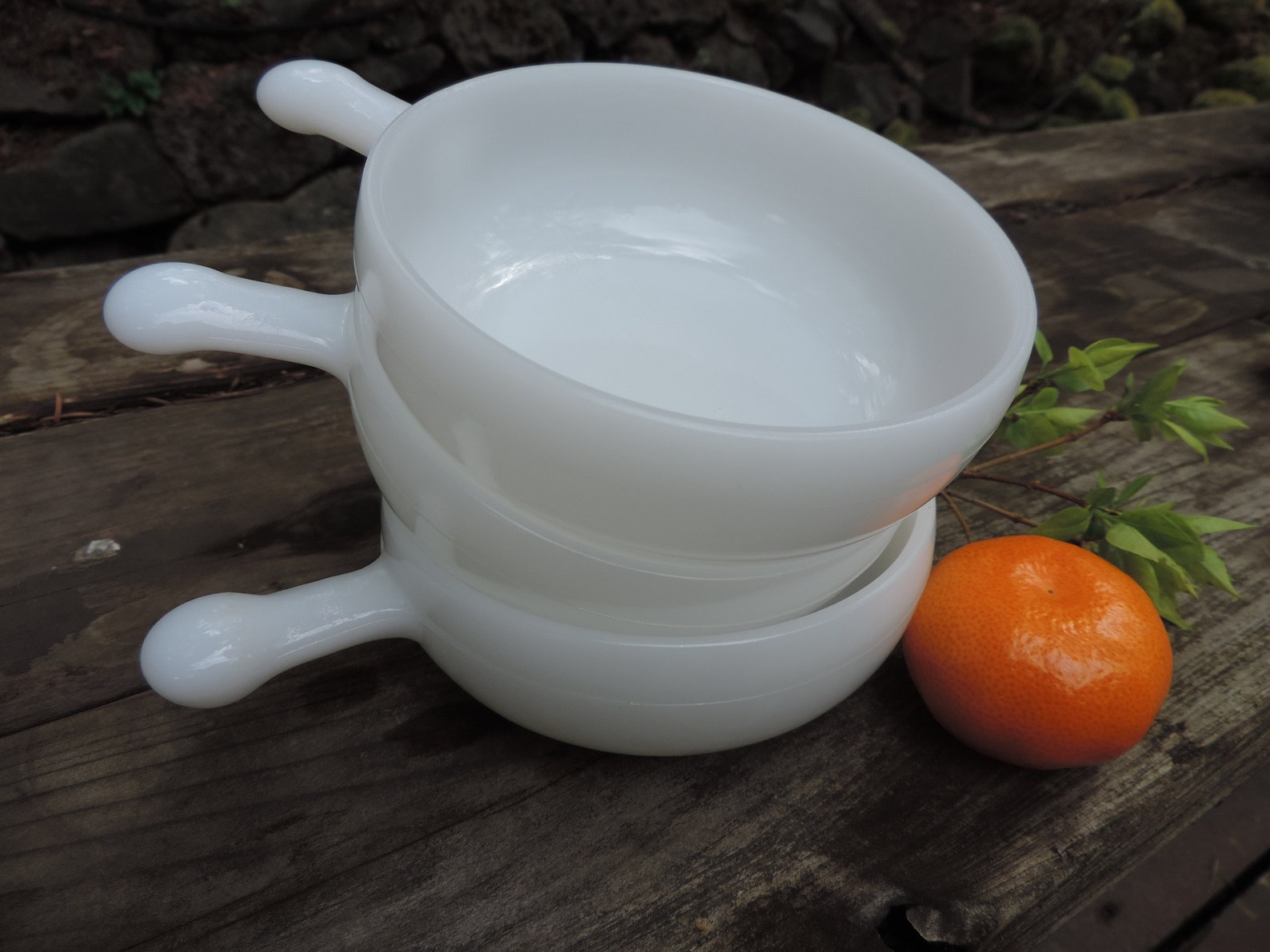 Vintage Milk Glass Soup Bowls Gumbo Bowls Set of Three Milk Glass Bowls ...