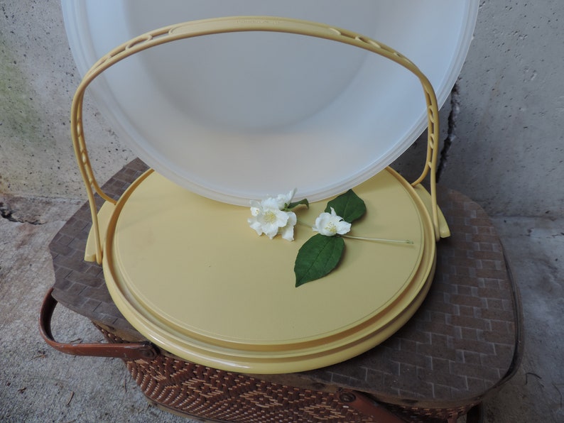 70's Tupperware Cake Server Tote Yellow Take Along Serving | Etsy
