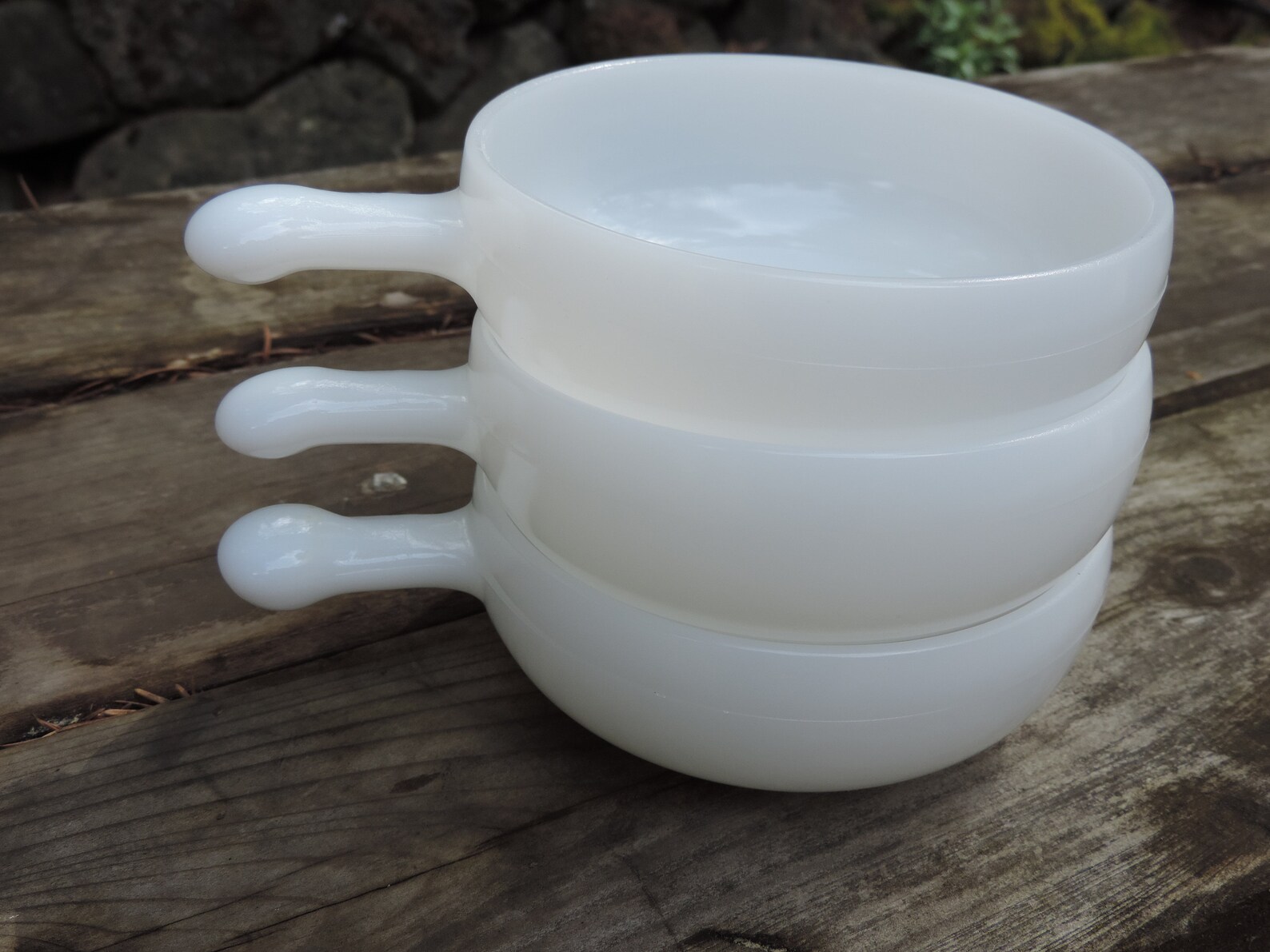Vintage Milk Glass Soup Bowls Gumbo Bowls Set of Three Milk Glass Bowls ...