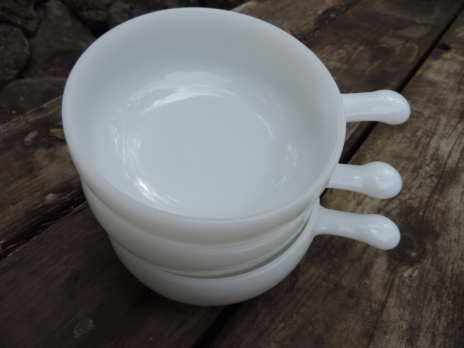 Vintage Milk Glass Soup Bowls Gumbo Bowls Set of Three Milk Glass Bowls ...