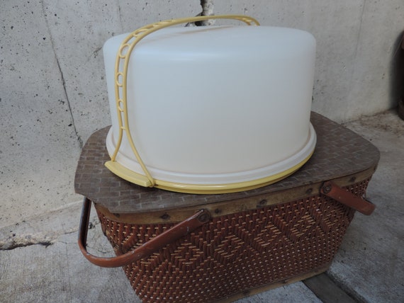 70's Tupperware Cake Server Tote Yellow Take Along Serving | Etsy