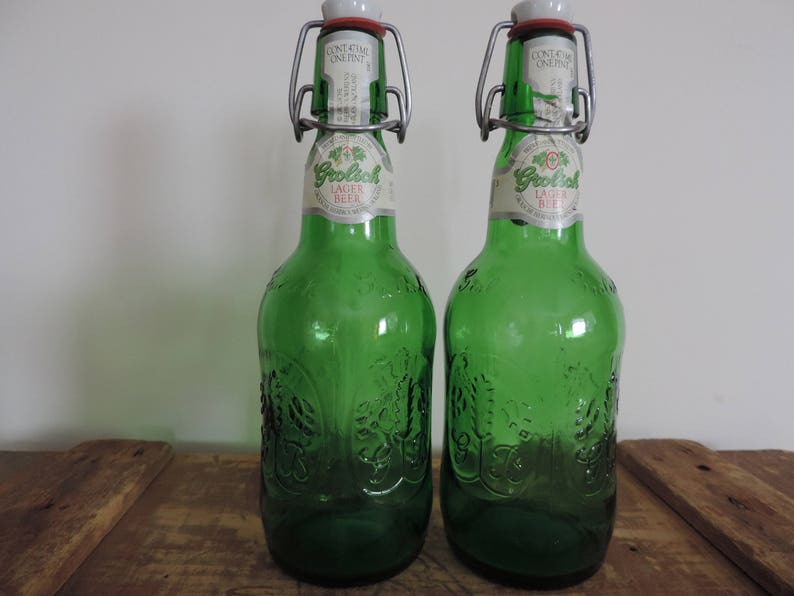 Vintage Grolsche Beer Bottles 1980 Set of 2 Ornate Green - Etsy Canada