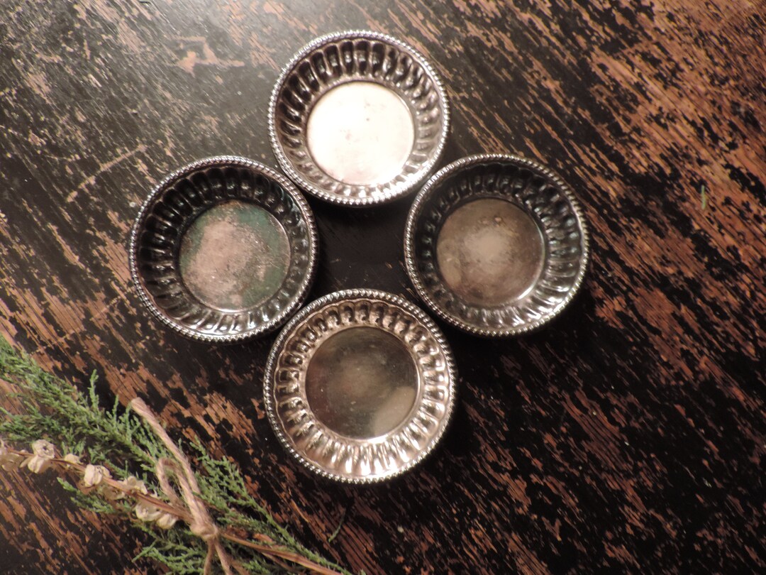 Antique Salt Cellars Set of 4 Silver Plated Servers 1920's - Etsy
