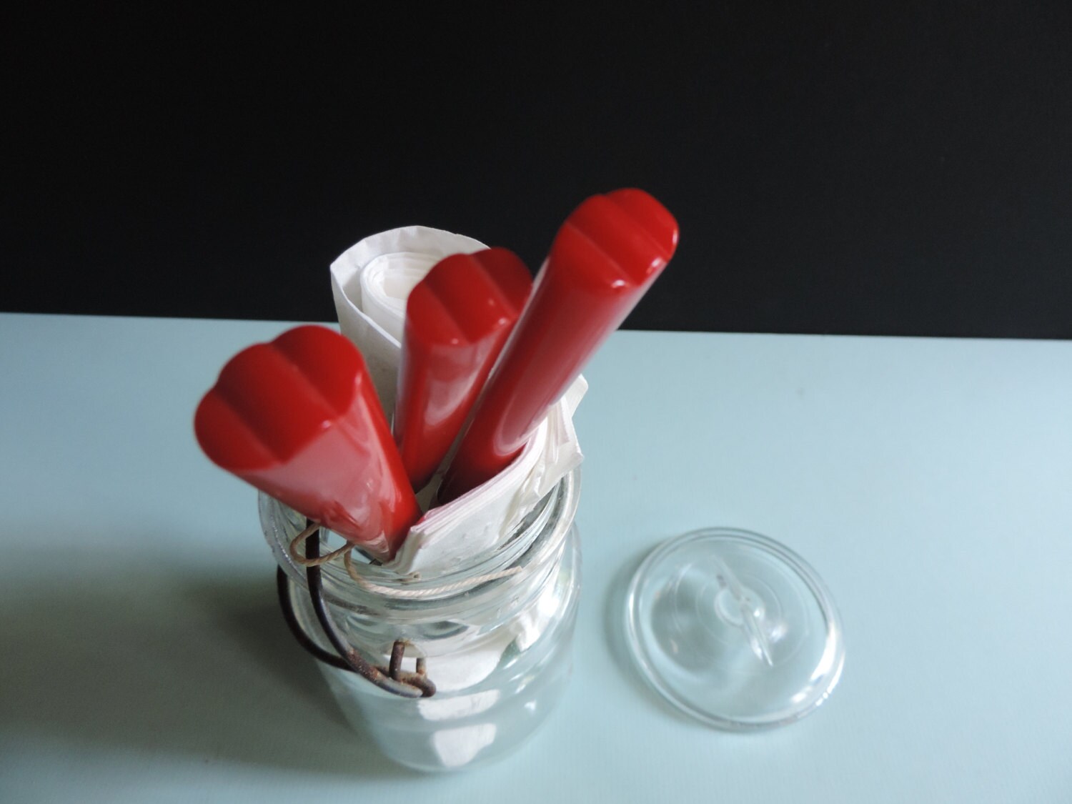 Vintage Flatware Bakelite Cherry Red Fork Knives Permedge Stainless ...