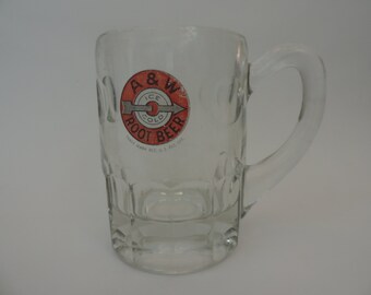Rare A&W Mini Root Beer Mug W/ Embossed Raised Logo Heavy Clear Glass ...