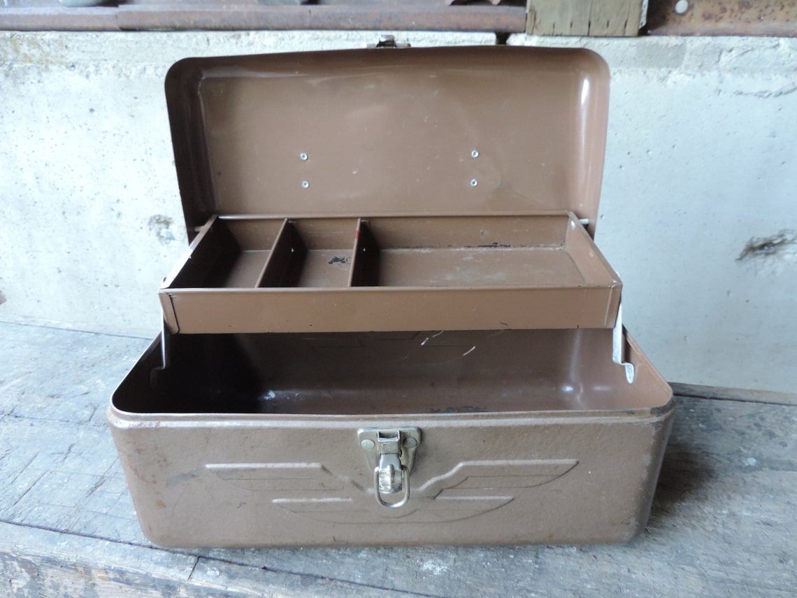 Vintage JC Higgins Fishing Tackle Box Metal Featuring One - Etsy