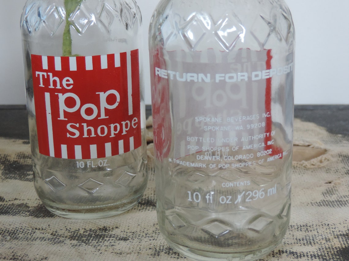 Vintage Soda Bottles 70's the Pop Shoppe 10 Oz. Bottles Set of 2, 10 Oz ...
