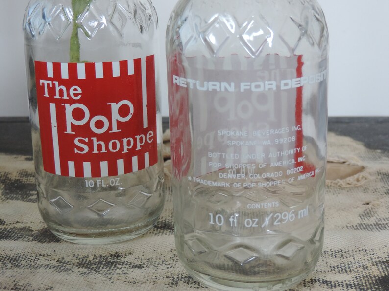 Vintage Soda Bottles 70's the Pop Shoppe 10 Oz. Bottles Set of 2, 10 Oz ...