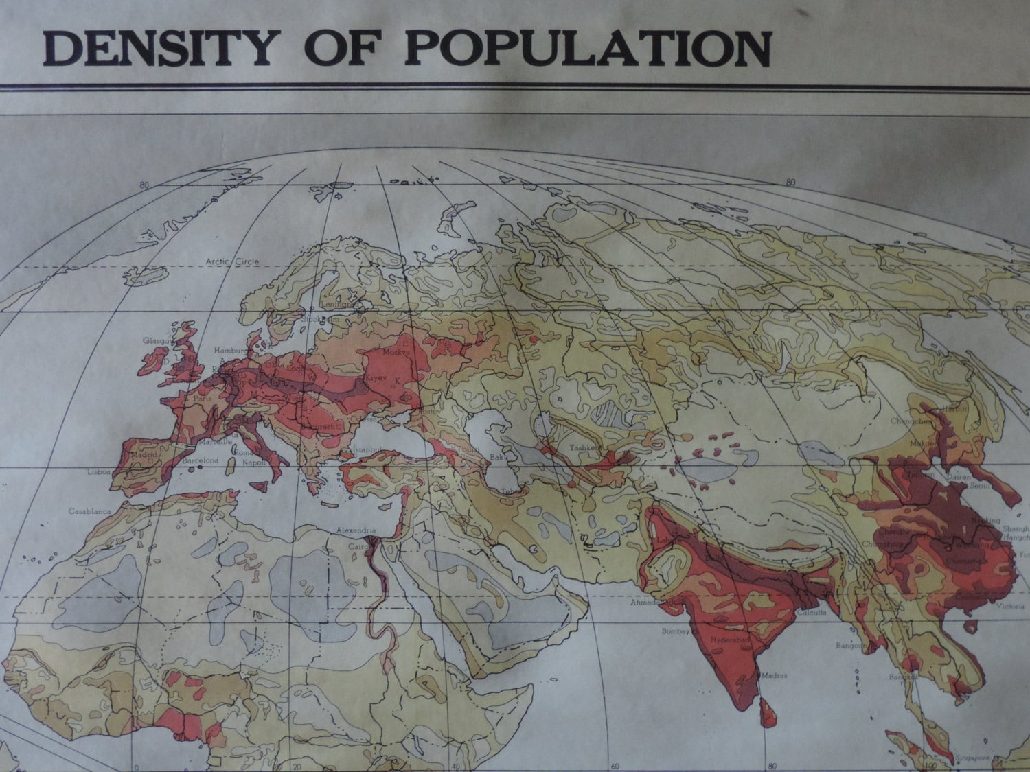 1954 RAND Mcnally World School Map Pull Down Map World Geography Series ...