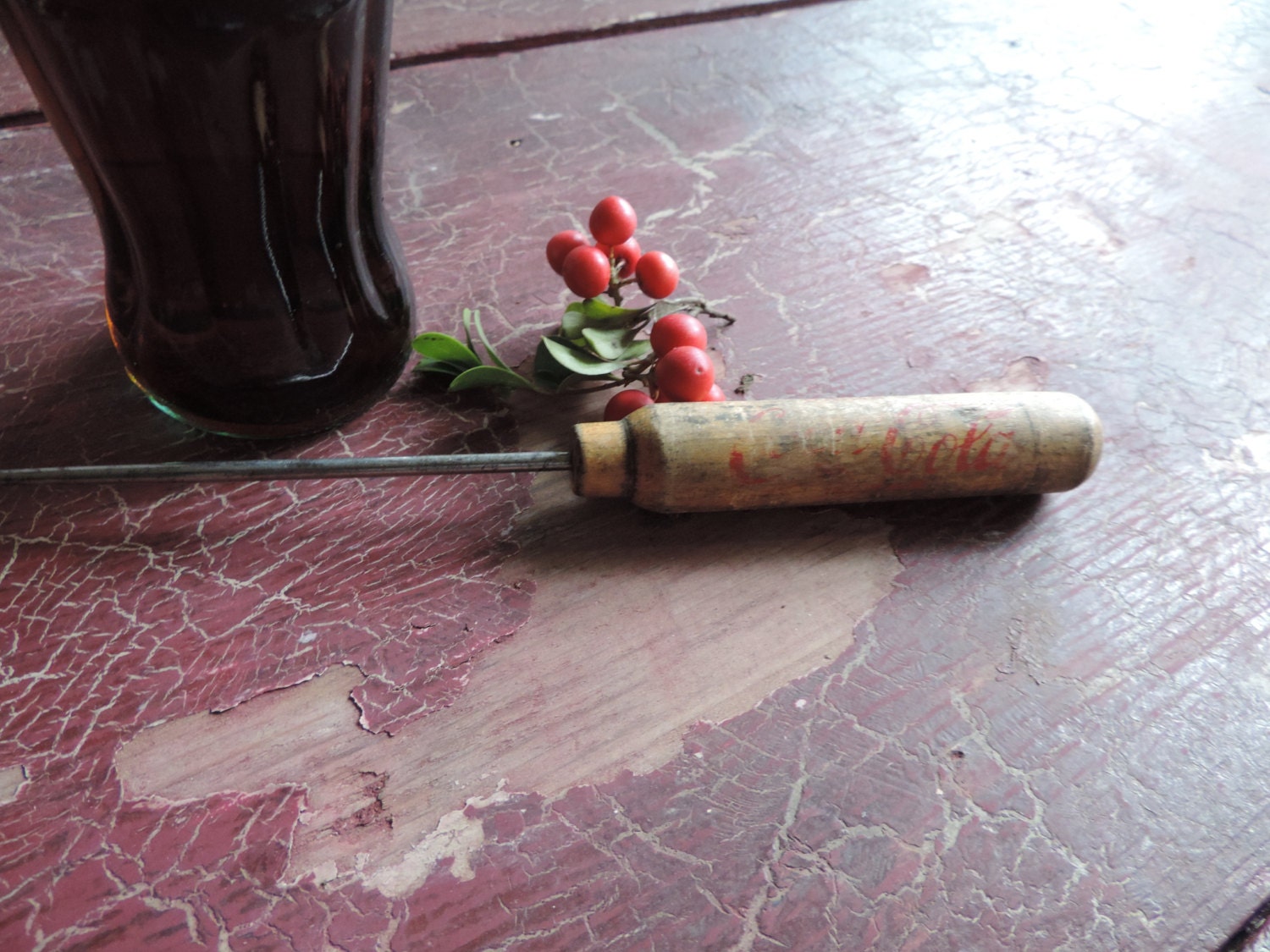 Mid Century Modern Coca Cola Ice Pick Primitive Wood Handle Cocktail ...