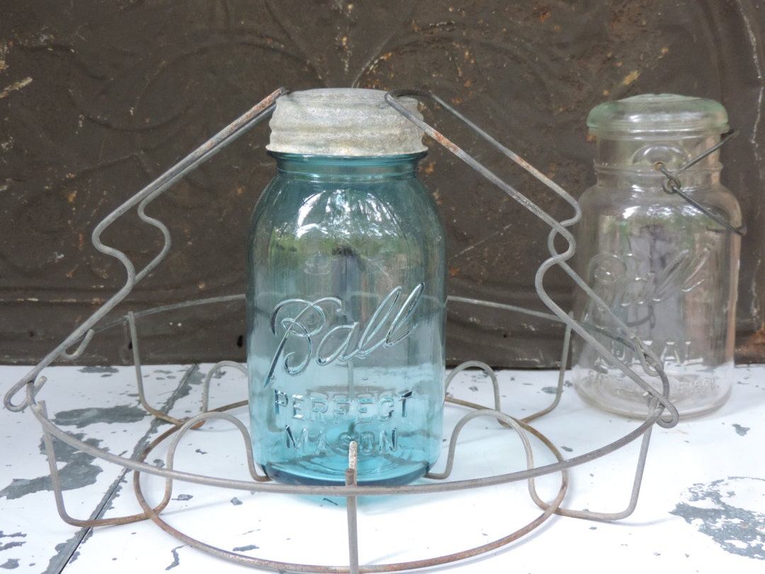 Vintage Ball Wire Canning Jar Rack Metal Mason Jar Basket Wire Holder ...