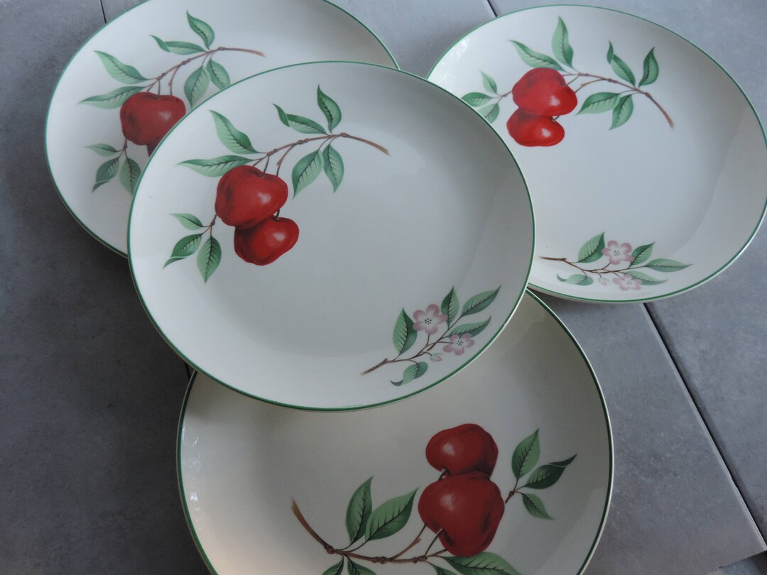 Vintage Homer Laughlin Plates Rhythm Red Apple Pattern Set of - Etsy