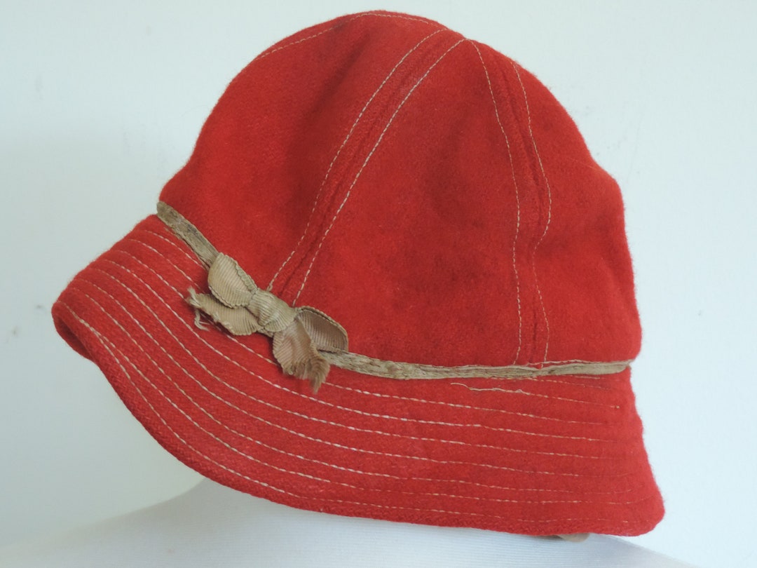 Rare 40's 50's Woolrich Bucket Hat Primitive Red Wool Hiking Bucket Cap ...