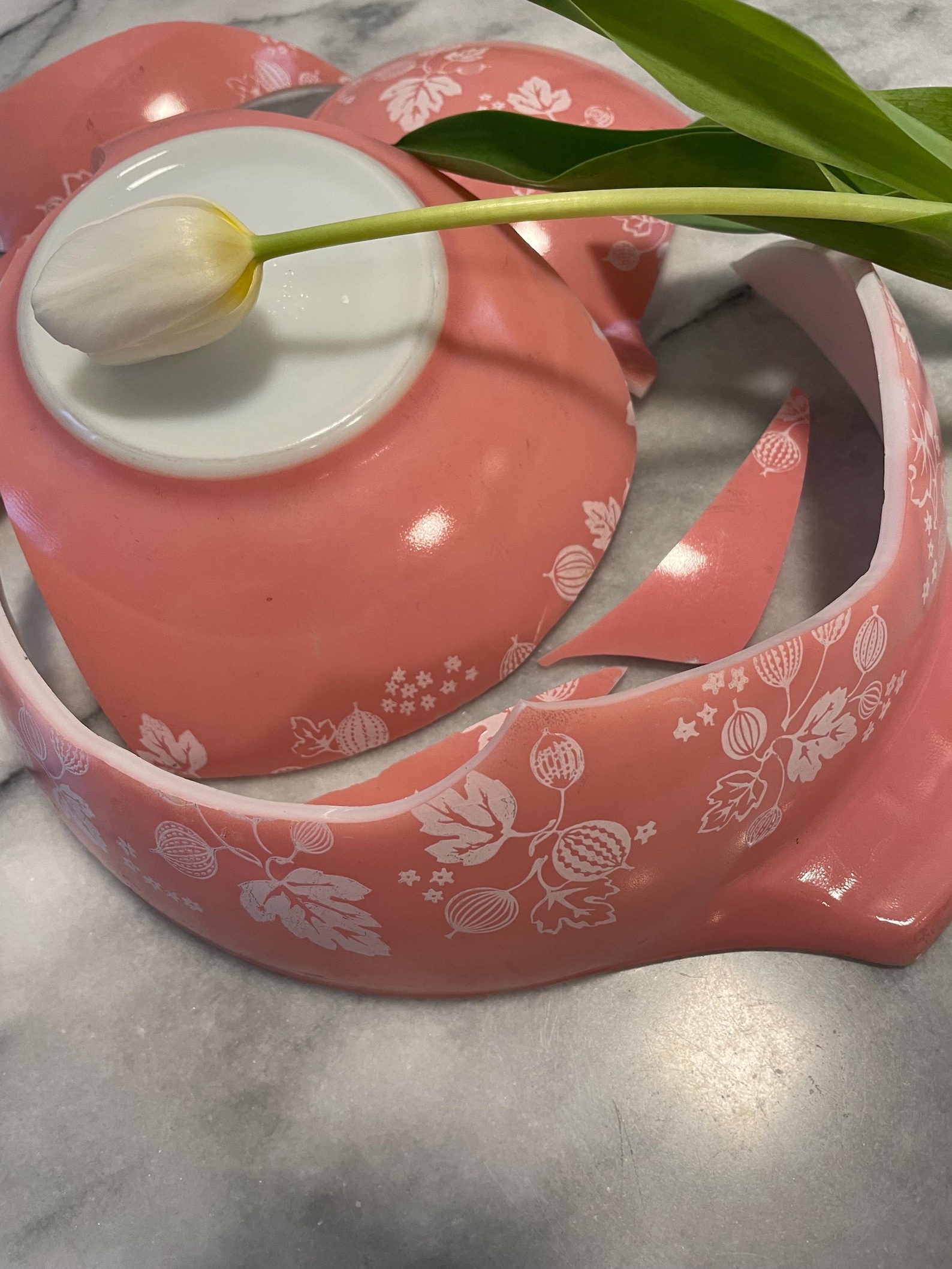 Broken Pyrex Pink Gooseberry Cinderella Bowl 444 Nesting Bowl 4 ...