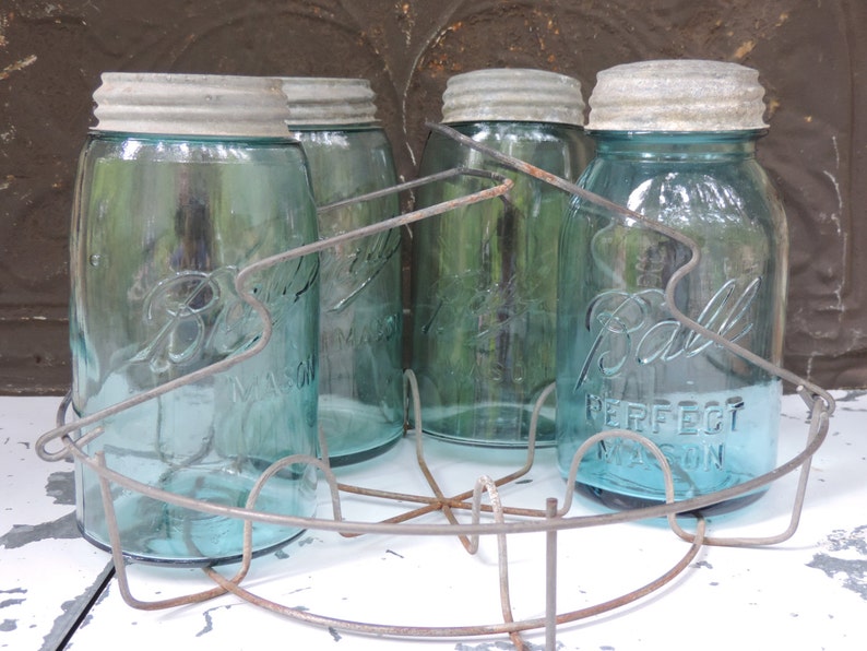 Vintage Ball Wire Canning Jar Rack Metal Mason Jar Basket Wire Holder ...