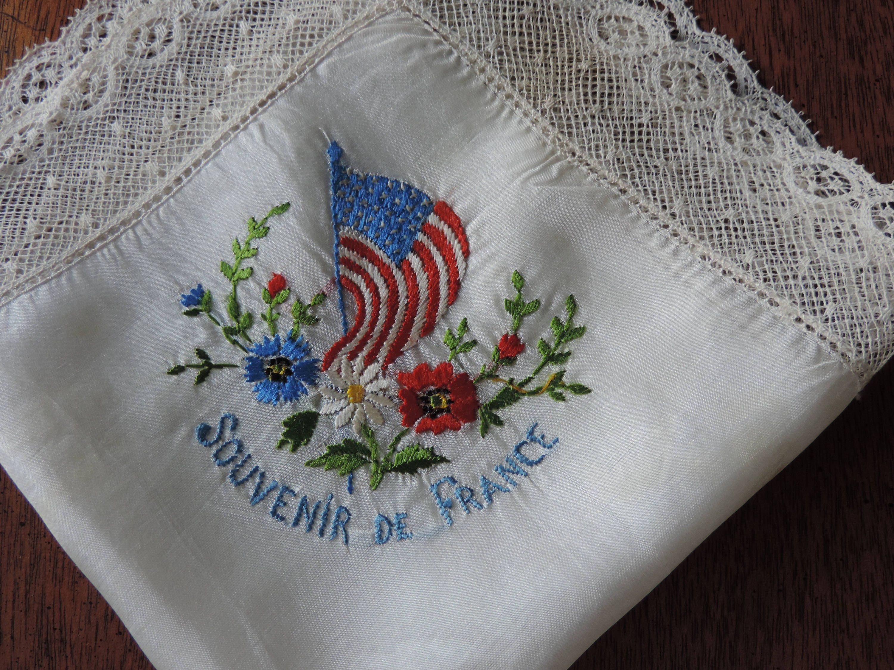 Vintage Handkerchief French Linen Creamy Silk Lace Hand - Etsy