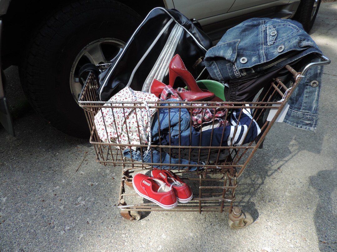 Vintage Shopping Cart Industrial Salvage Metal Shopping Buggy ...