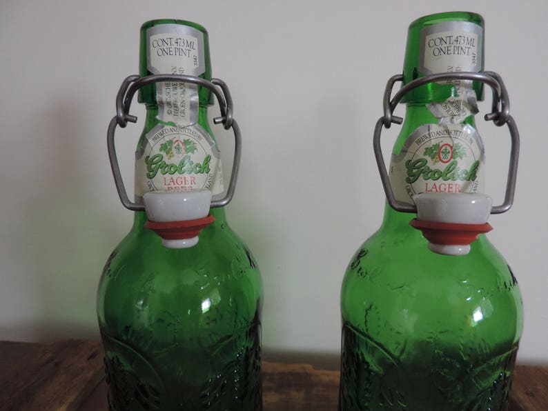 Vintage Grolsche Beer Bottles 1980 Set of 2 Ornate Green - Etsy Canada