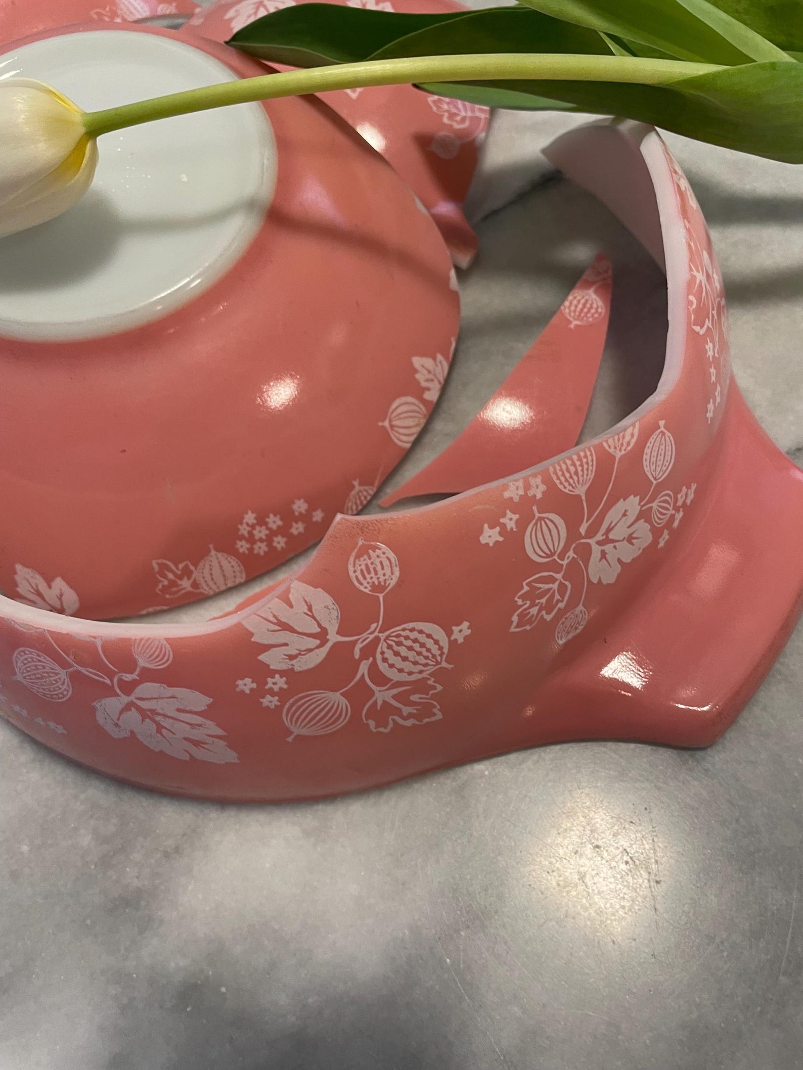 Broken Pyrex Pink Gooseberry Cinderella Bowl 444 Nesting Bowl 4 ...