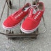 VANS Sneakers OFF THE Wall Red Canvas Shoes Lace up Kicks Size 5 - Etsy