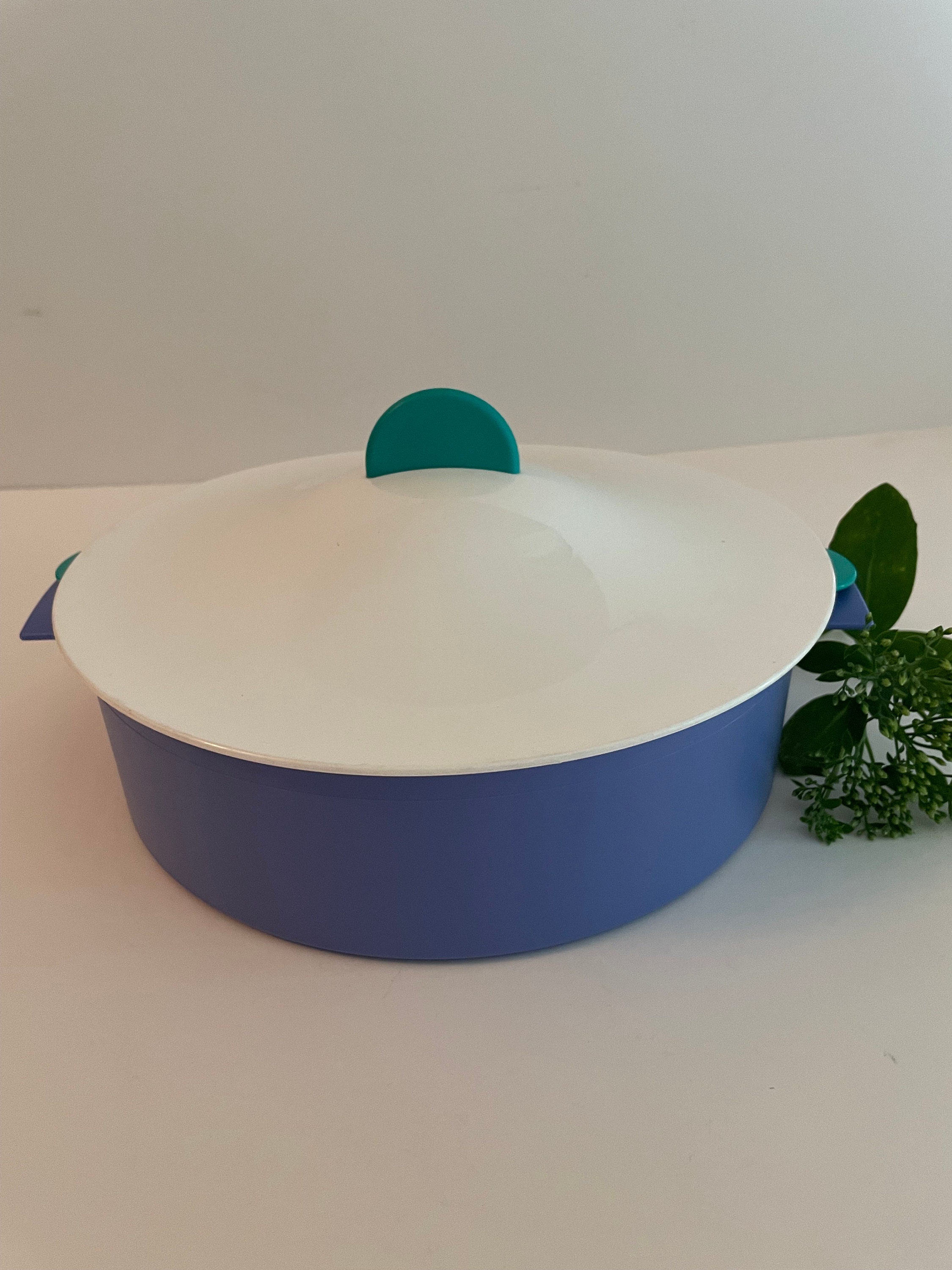 90's Tupperware Microwave Steamer 3 Piece Set Teal Steamer Blue Dish ...