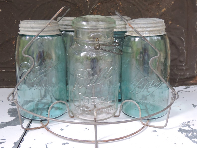 Vintage Ball Wire Canning Jar Rack Metal Mason Jar Basket Wire Holder ...
