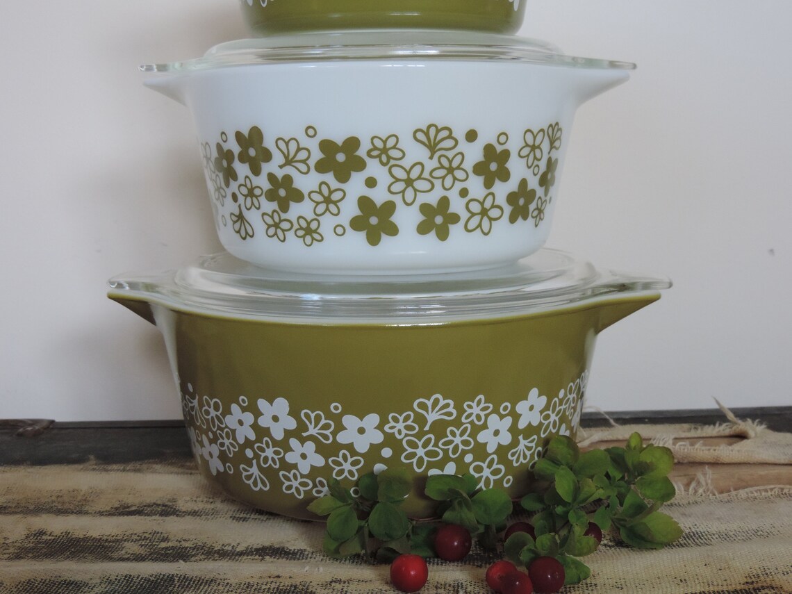 Pyrex 70's Spring Blossom Cinderella Casserole Serving Set of Three ...