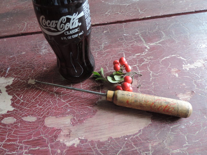 Mid Century Modern Coca Cola Ice Pick Primitive Wood Handle Cocktail ...