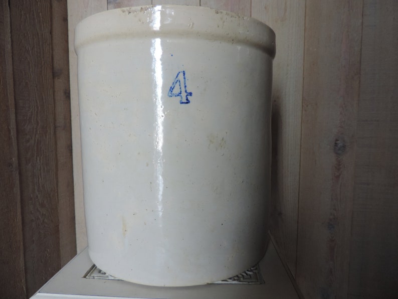 Antique #4 Crock Stoneware 4 Gallon Crock Farmhouse Decor Country ...