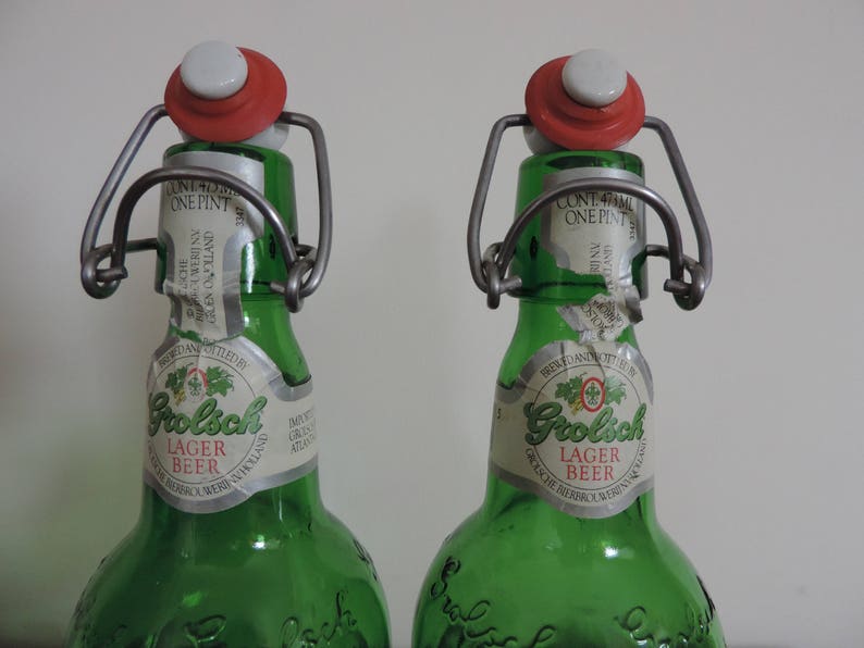 Vintage Grolsche Beer Bottles 1980 Set of 2 Ornate Green - Etsy Canada