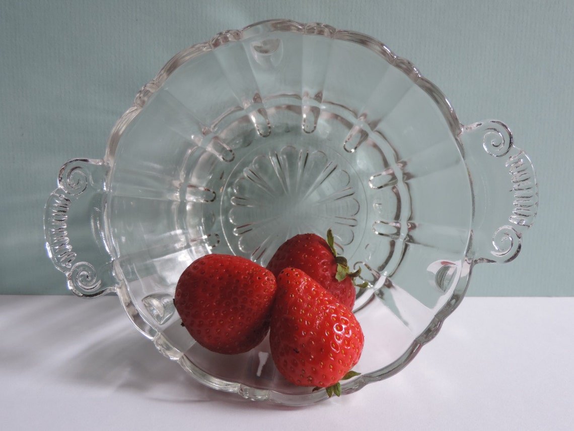 Anchor Hocking Glass Bowl Bubbles and Bars Pattern Vintage | Etsy