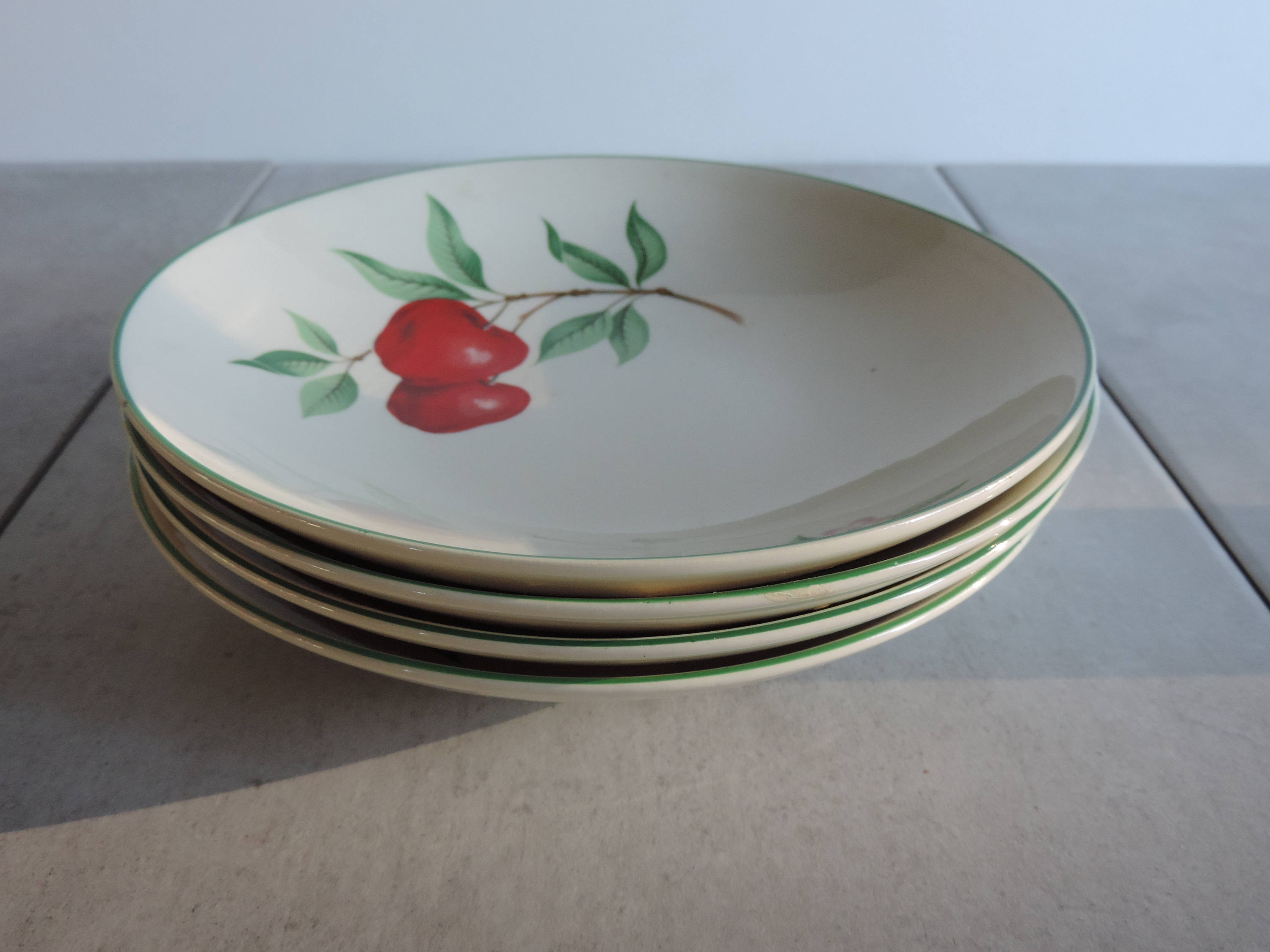 Vintage Homer Laughlin Soup Vegetable Bowls Rhythm Red Apple Pattern ...