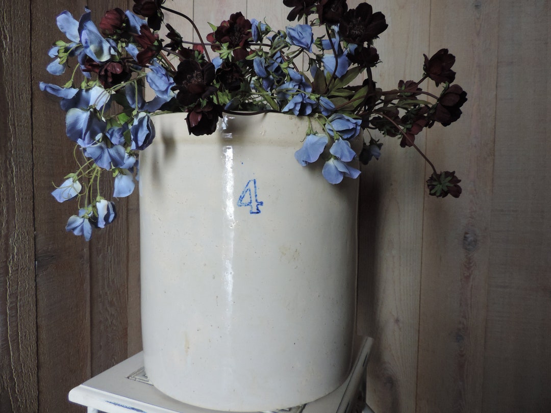 Antique #4 Crock Stoneware 4 Gallon Crock Farmhouse Decor Country ...