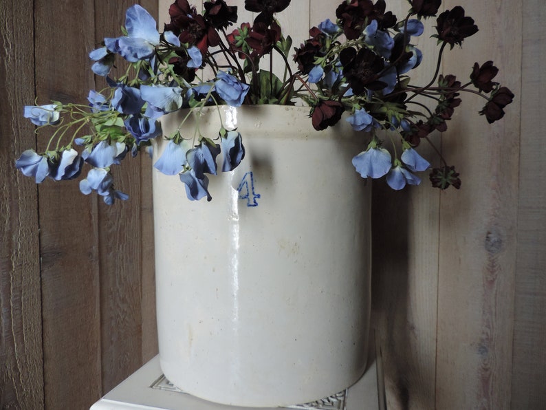 Antique #4 Crock Stoneware 4 Gallon Crock Farmhouse Decor Country ...