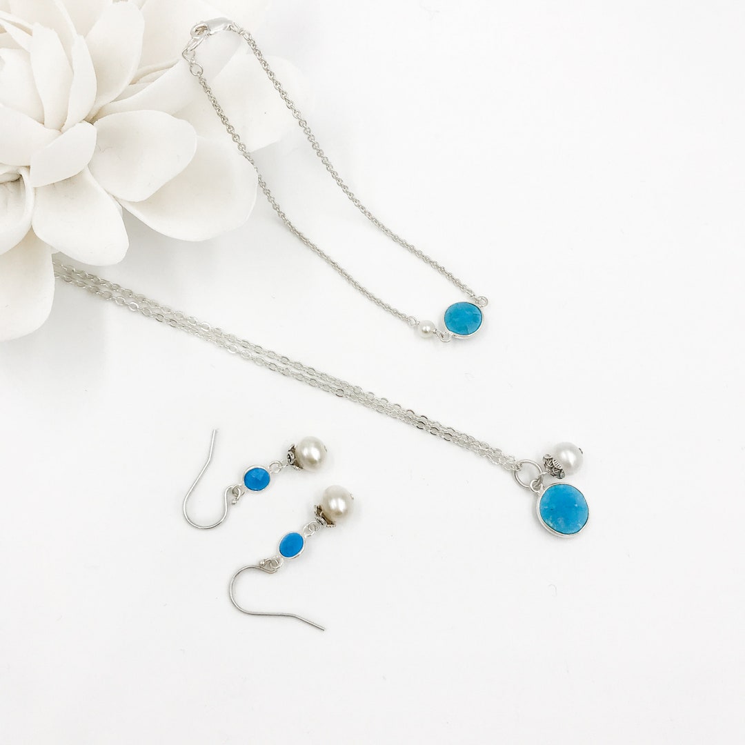 Handmade Real Turquoise Jewelry Set, Turquoise Necklace Sivler ...