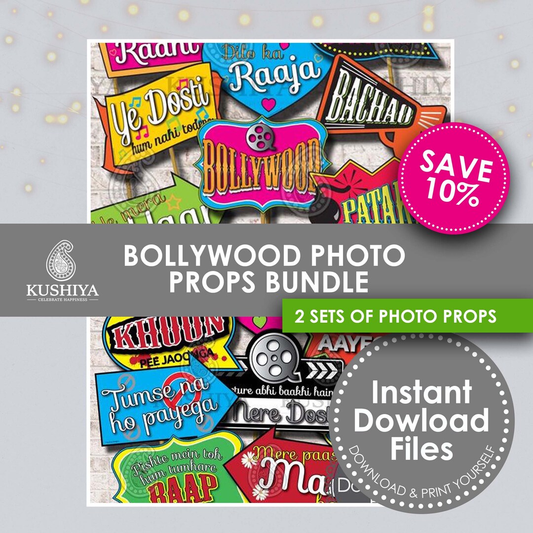Bollywood Themed Photo Props Bundle - Includes 2 Sets of Photo Props ...