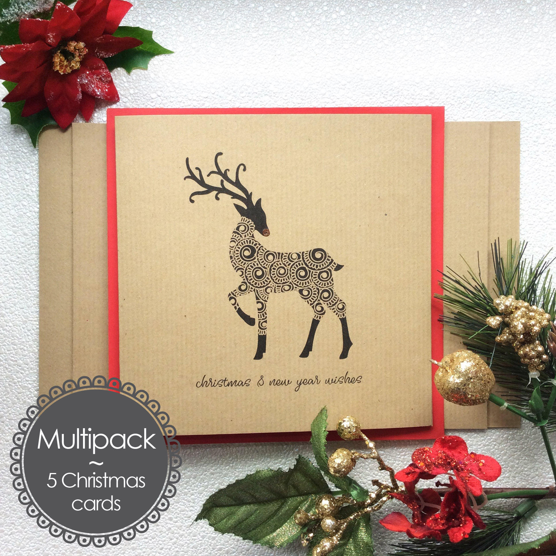 Luxury Christmas Cards Indian Christmas Card Set Set of 5 | Etsy