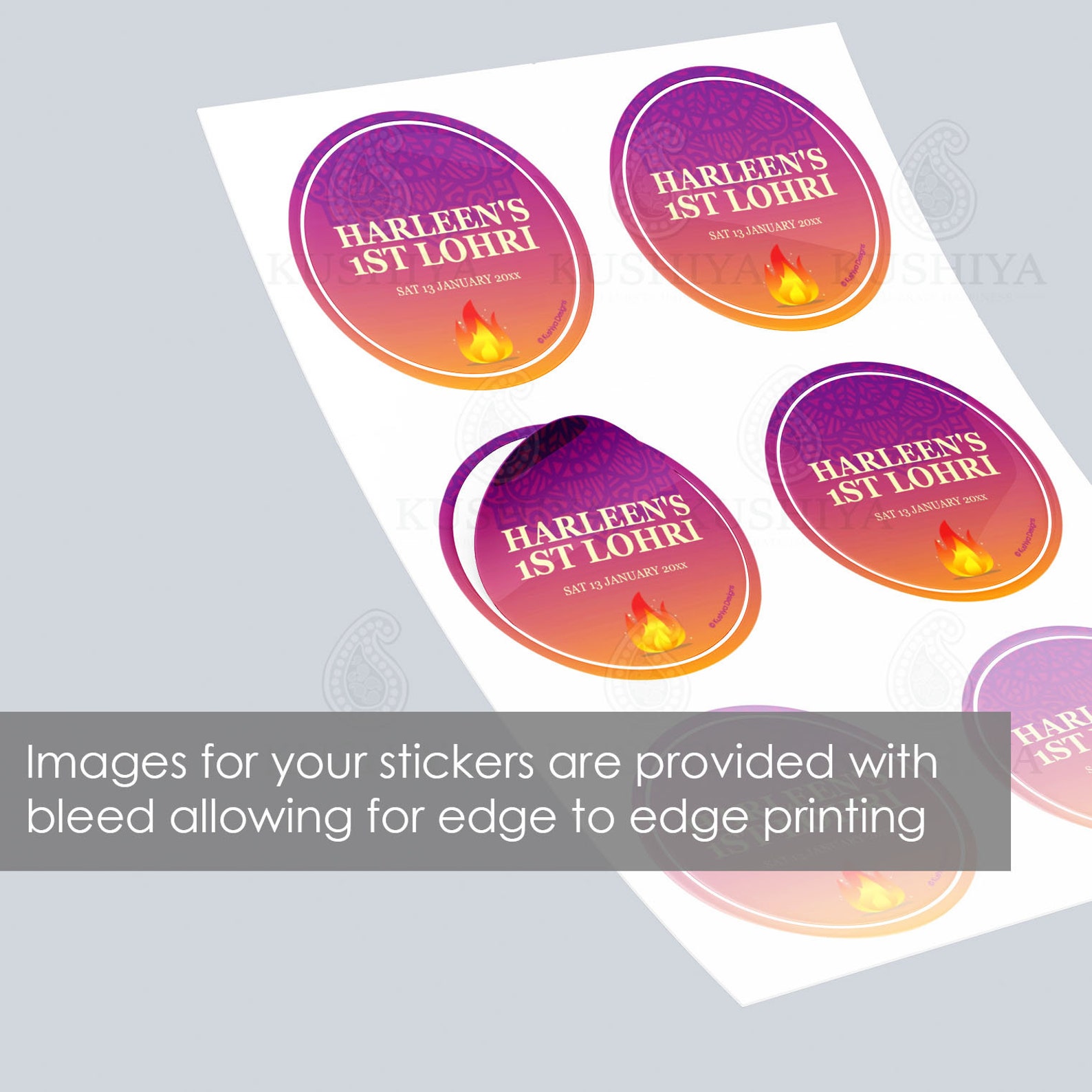 Pink Lohri Party Circle Sticker - Custom, Editable, Personalised ...