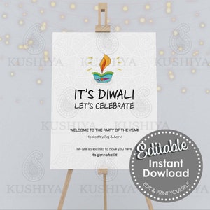 Let's Celebrate Diwali Welcome Sign - Editable, Digital File, Instant ...
