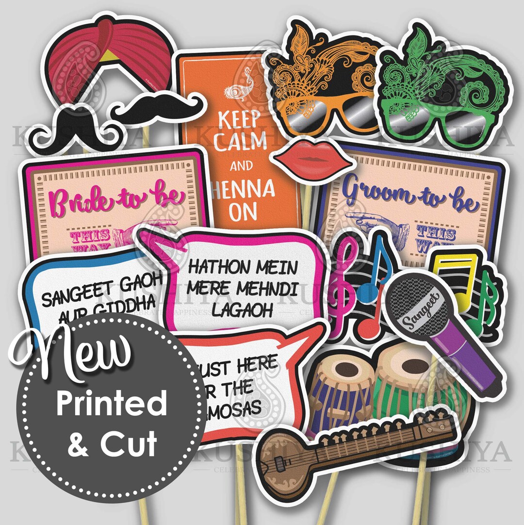 Printed and Cut Sangeet / Mehndi Night Photo Booth Props Set of 16 ...