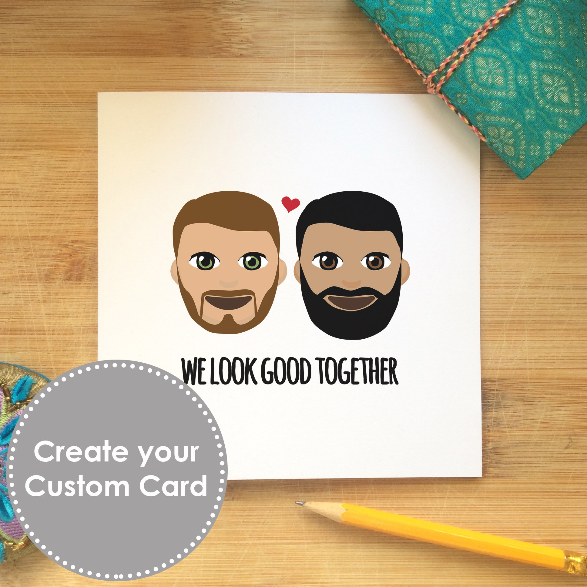 Gay Couple Card Custom Love Card We look good together | Etsy