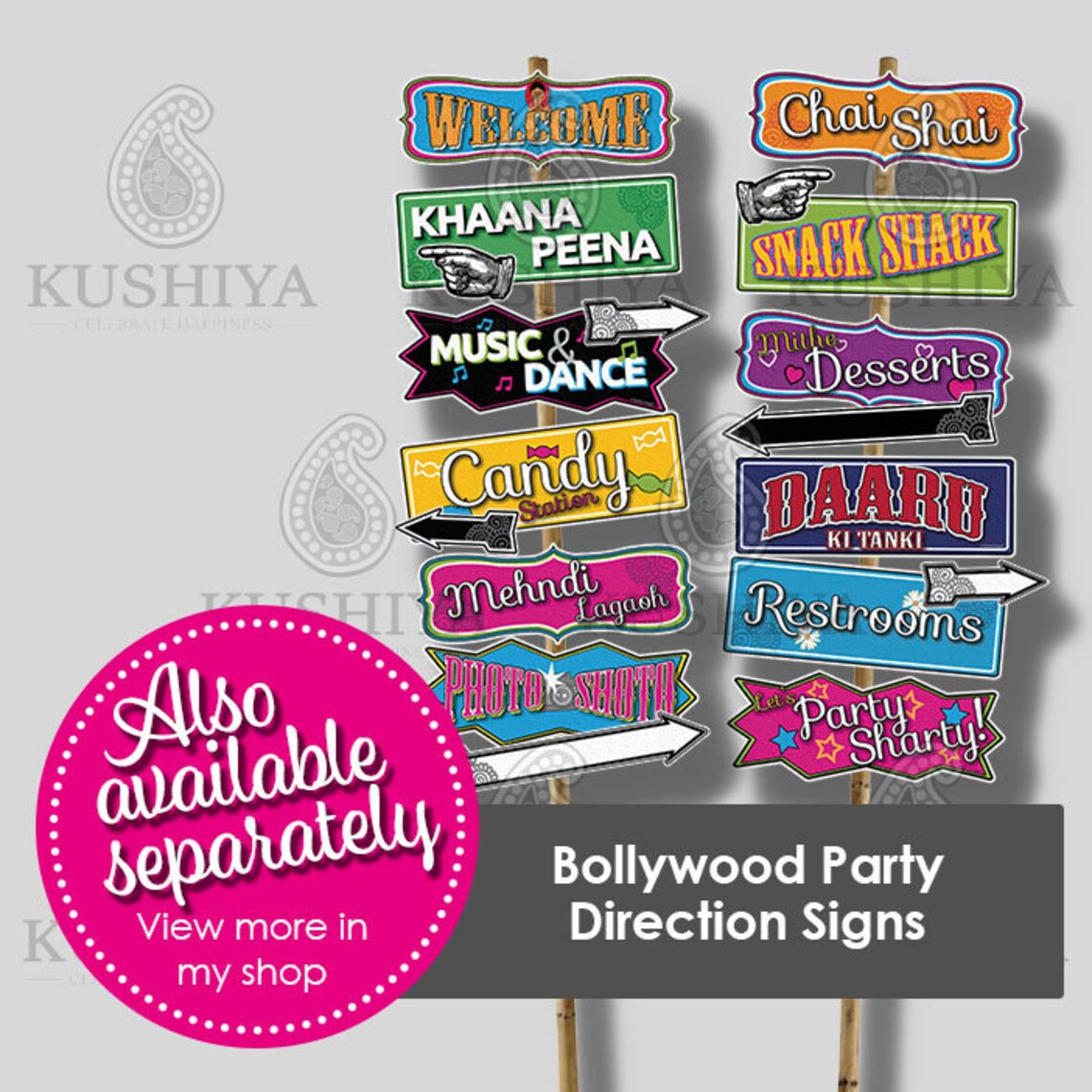 Printed and Cut Bollywood Party Photo Booth Props Set of 10 | Etsy