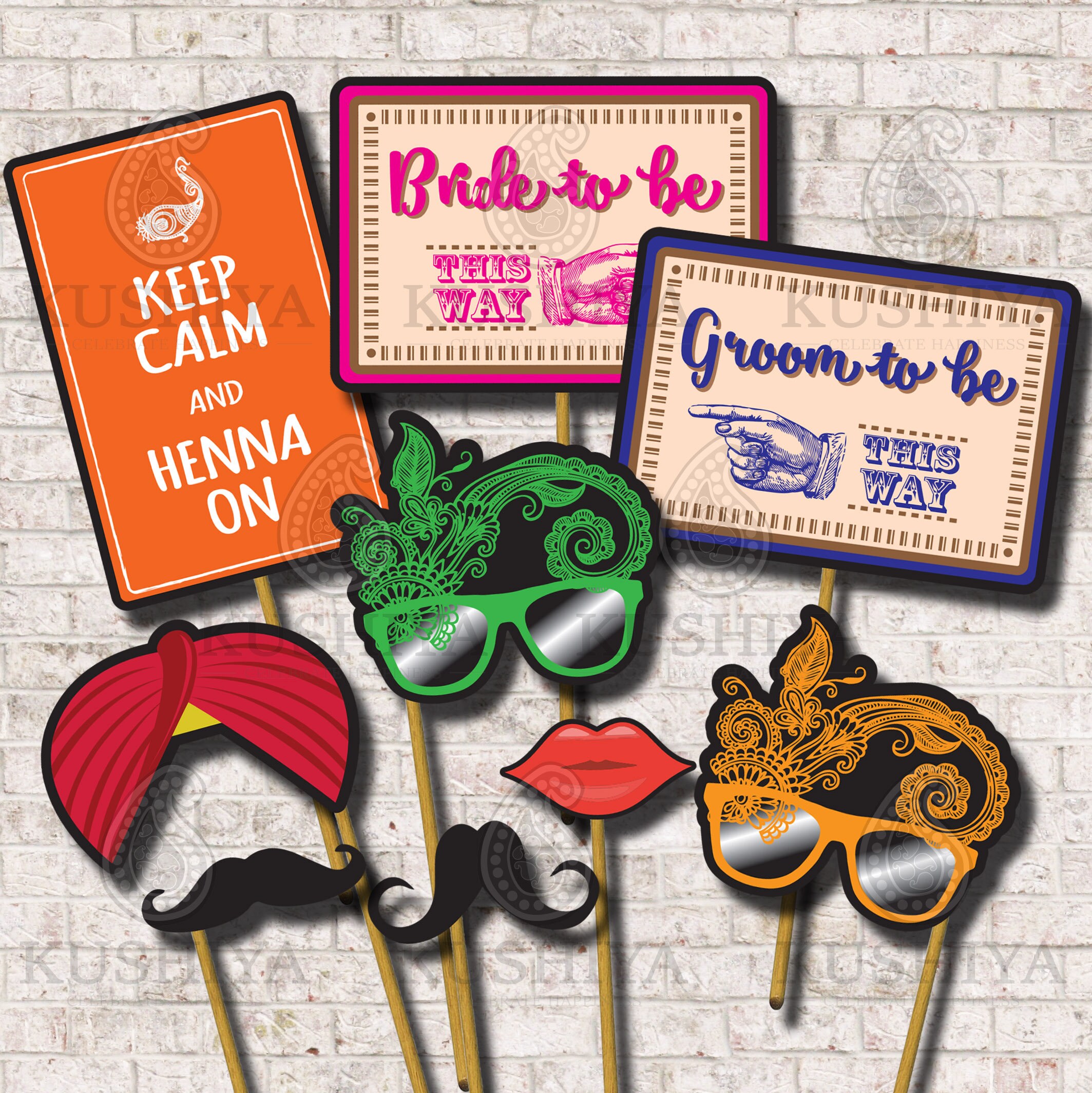 Sangeet / Mehndi Night Photo Props Set of 16 Indian - Etsy Australia