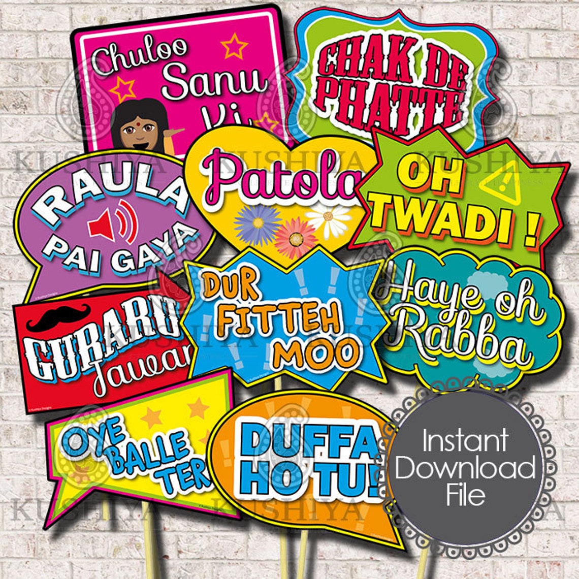 Desi Punjabi Wording Photo Props Set of 10 Desi Style - Etsy