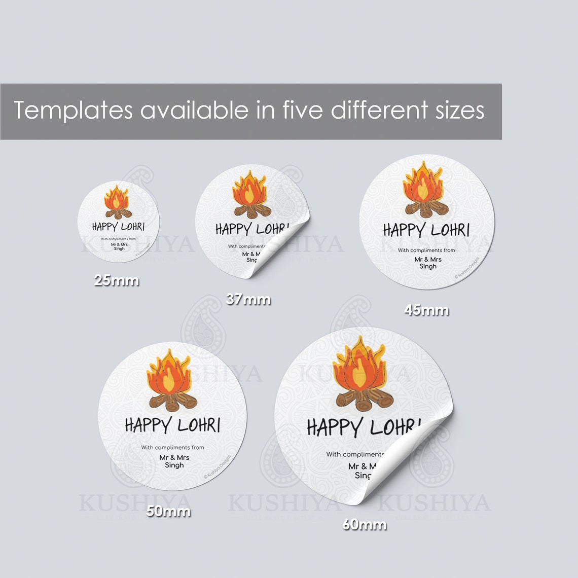 Happy Lohri Party Circle Sticker - Custom, Editable, Personalised ...